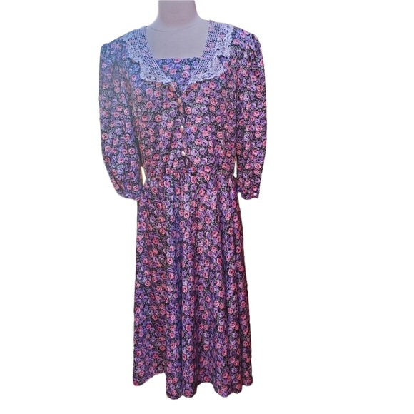 Vintage | Dresses | 98s Whirlaway Frocks Floral Cottagecore Dress ...